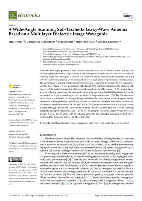 Pdf A Wide Angle Scanning Sub Terahertz Leaky Wave Antenna Based On A Multilayer Dielectric