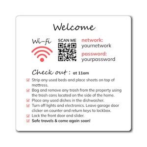 Airbnb Checkout Wifi Magnet Wifi QR Code Check Out Instruction For Airbnb And VRBO Hosts Etsy