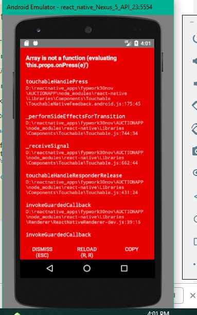 javascript array is not a function evaluating this props onpress e