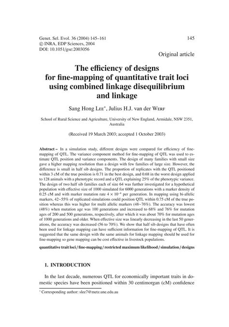 Solution The Efficiency Of Designs For Fine Mapping Of Quantitative Trait Loci Using Combined