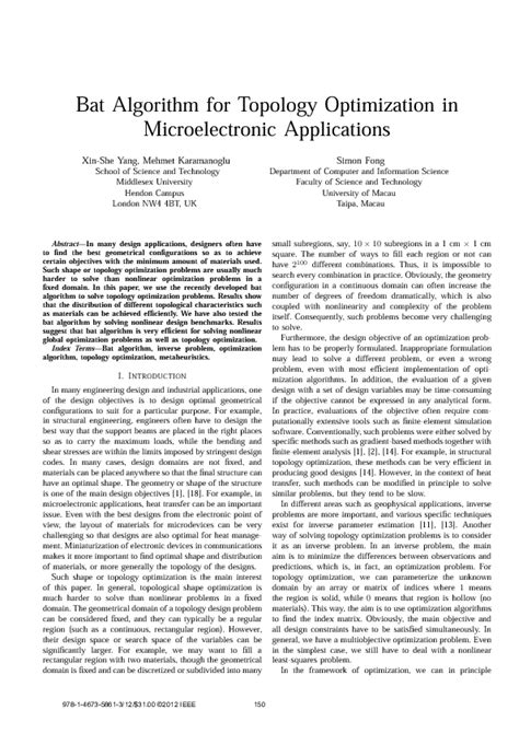 Pdf Bat Algorithm For Topology Optimization In Microelectronic Applications