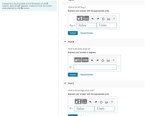 Solved A Series Rlc ﻿circuit Consists Of A 30Ω ﻿resistor A