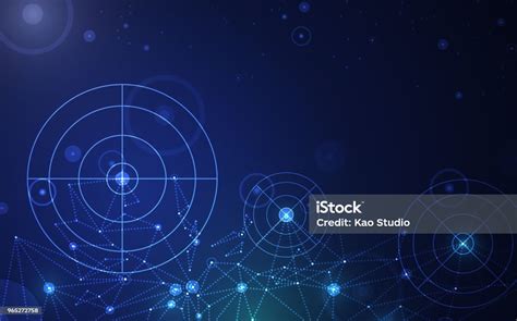 추상적인 컴퓨터 네트워크 연결 디지털 기술 개념입니다 과녁에 대한 스톡 벡터 아트 및 기타 이미지 과녁 분자 입자