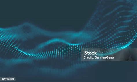 추상적 인 음악 배경 빅 데이터 파티클 흐름 시각화 과학 인포그래픽 미래 일러스트레이션 음파 사운드 시각화 3차원 형태에 대한