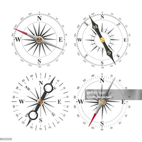 Compass Set Vector Different Navigation Sign Wind Rose Isolated On