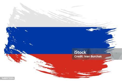 러시아 브러쉬 스트로크 플래그 벡터 배경입니다 손으로 그린 그런지 스타일 러시아어 격리 배너 거친에 대한 스톡 벡터 아트 및 기타 이미지 Istock