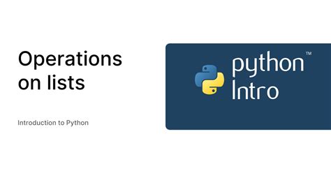 Operations On Lists Introduction To Python
