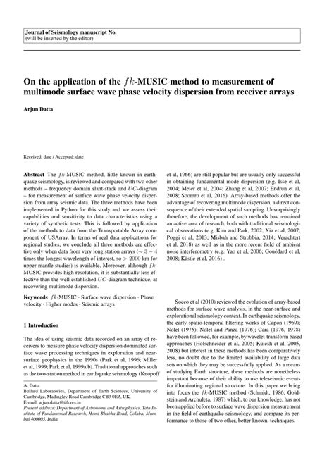 Pdf On The Application Of The Fk Music Method To Measurement Of