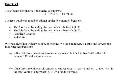 solved question 1 the fibonacci sequence is the series of