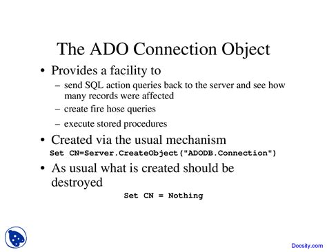 Connection Object E Commerce Lecture Slides Docsity