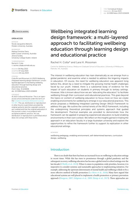 Pdf Wellbeing Integrated Learning Design Framework A Multi Layered Approach To Facilitating