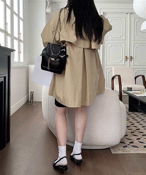 ️당일 55 130 체형커버 빅사이즈 루즈핏 트렌치 코트 케이프 오버핏 하프 바바리 숏 아우터 가을 야상 자켓 에이블리