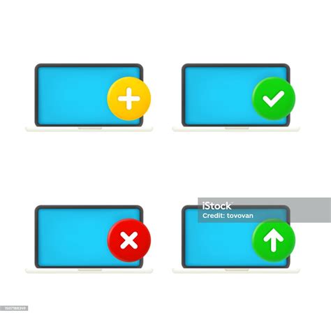 노트북 아이콘은 다른 픽토그램으로 설정됩니다 3d 벡터 아이콘은 흰색 배경에 격리 된 설정 0명에 대한 스톡 벡터 아트 및 기타 이미지 Istock