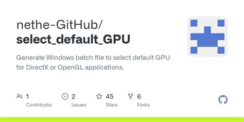 github nethe github select default gpu generate windows batch file