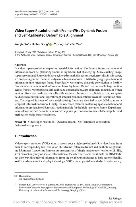 video super resolution with frame wise dynamic fusion and self calibrated deformable alignment