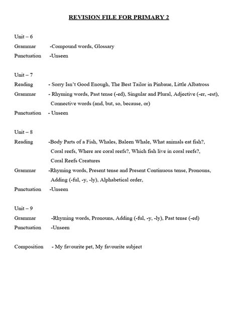 Revision File For Primary 2 Eng Mandalay Campus Pdf