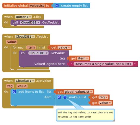 How Do I Fetch Multiple Tag Values From A Single Cloud Db Mit App