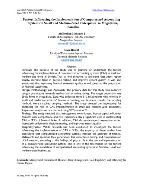 Factors Influencing The Implementation Of Computerized Accounting Systems In Small And Medium