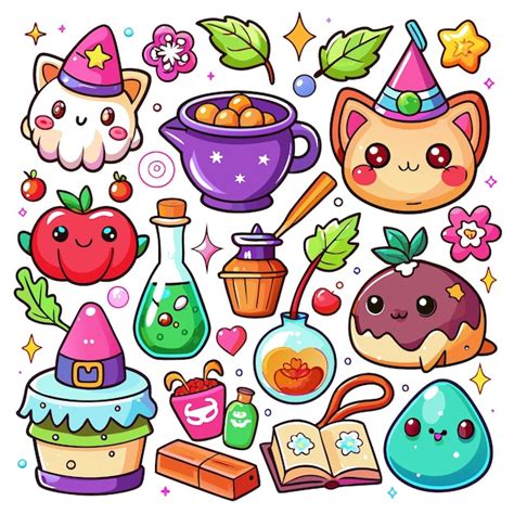 Cute Colorful Illustrations Of Whimsical Characters And Objects