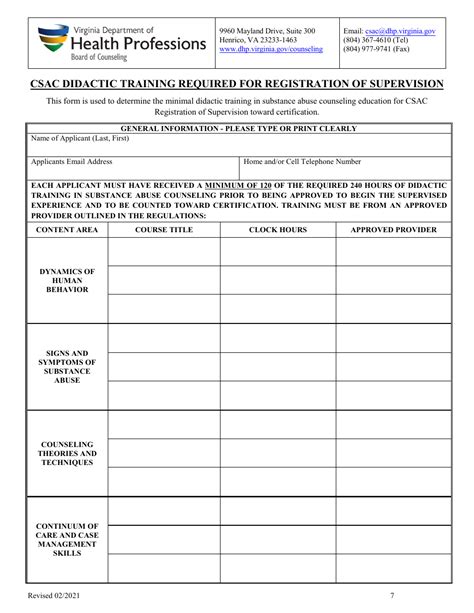 Virginia Csac Didactic Training Required For Registration Of Supervision Fill Out Sign Online