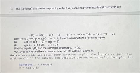 solved 3 the input x t and the corresponding output y t