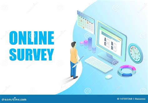 Survey Vector Illustration Flat Mini Persons Concept With Test And Report