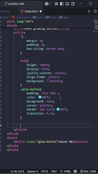 neon glowing button effect no javascript needed shorts coding css html webdesign