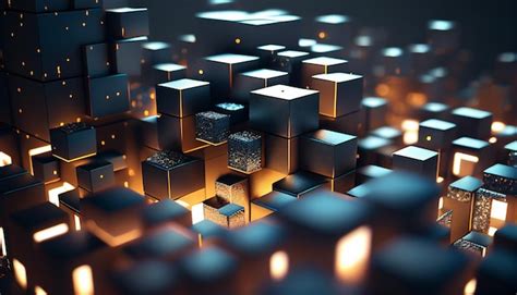 Premium Ai Image Blocks In An Endless Matrix