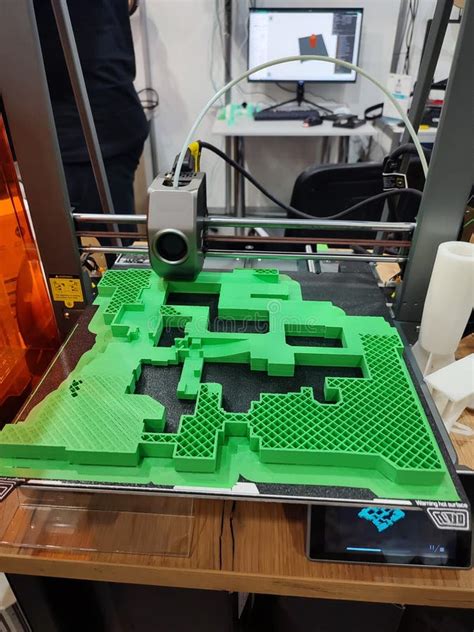 3d Printer Printing Object Close Up Process Creating Three Dimensional Model Stock Image