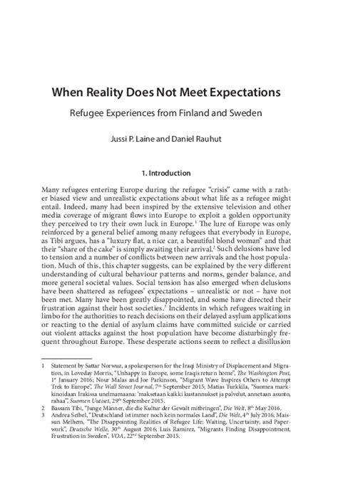 Pdf When Reality Does Not Meet Expectations Refugee Experiences From