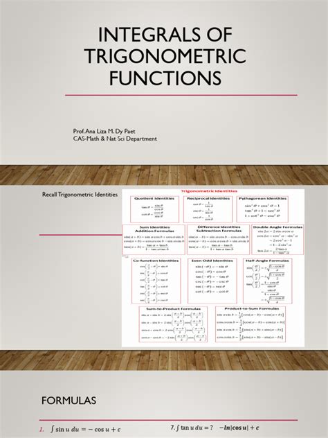 M7 Integrals Of Trigonometric Functions Pdf Elementary Mathematics Mathematical Concepts