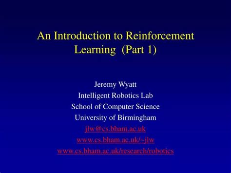PPT An Introduction To Reinforcement Learning Part PowerPoint Presentation ID