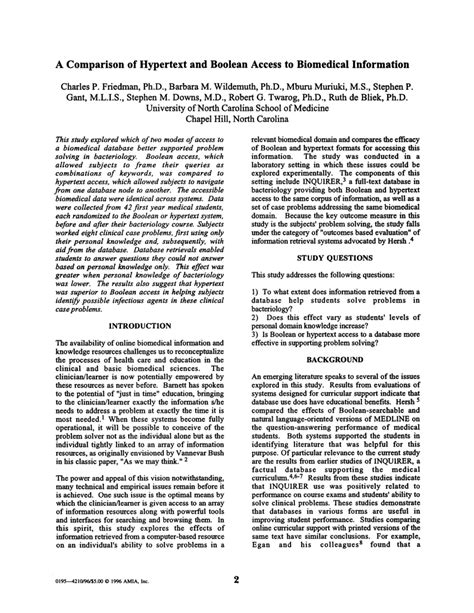 Pdf A Comparison Of Hypertext And Boolean Access To Biomedical