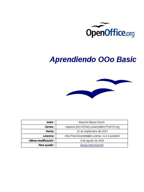 Aprendiendo Ooobasic Odt Descargar Gratis Pdf Áreas De