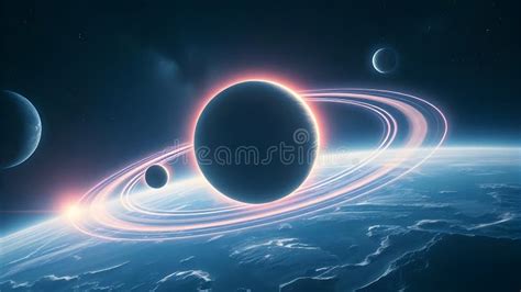 Celestial Alignment Vintage Sci Fi Cosmos In Glowing Orbits Stock Illustration Illustration Of