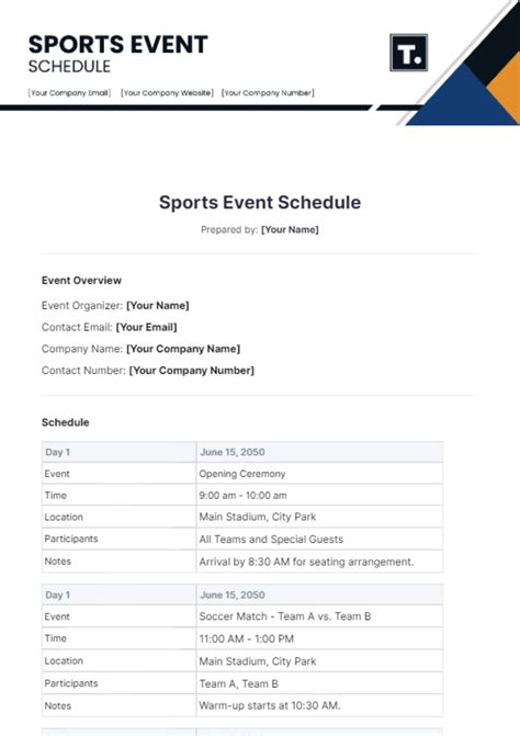 Free Event Schedule Templates Editable And Printable