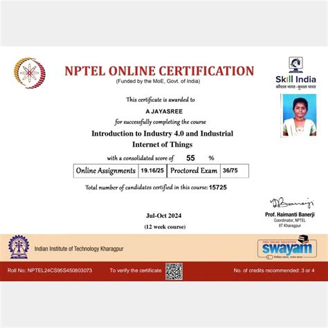 Jayasree A On Linkedin Nptelcertificate Onlinelearning