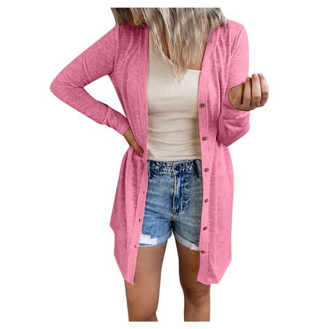 Ladies Solid Button Down Long Sleeve Casual Cardigan Lightweight Home