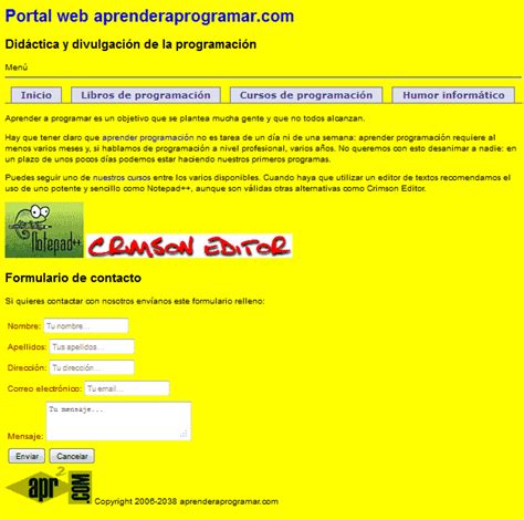 Empezar A Usar Javascript A Partir De Html Y Css Básicos Menú Listas Links Formularios Etc