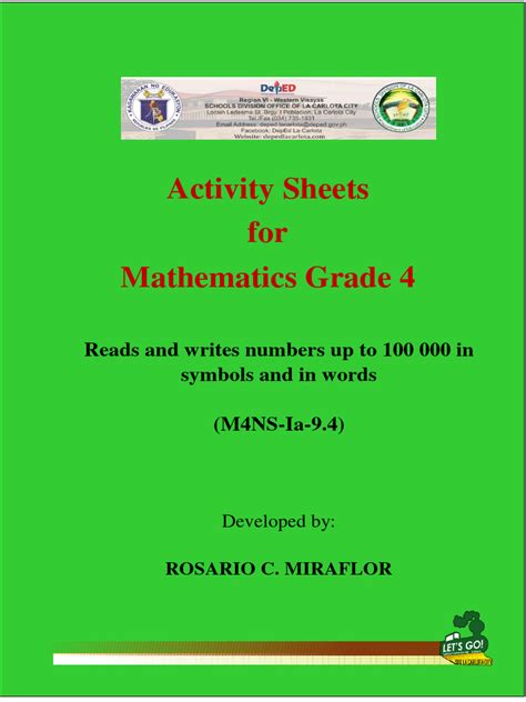 Mathematics Grade 4 Activity Sheets Read And Write Numbers Pdf