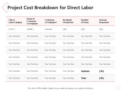 Cost Breakdown Slide Team