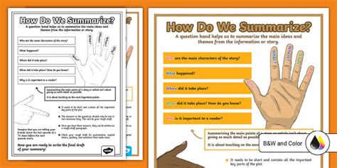 how do we summarize poster for 3rd 5th grade teacher made