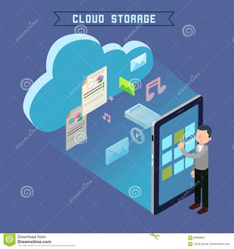 Cloud Storage Isometric Computer Technology Stock Vector Illustration