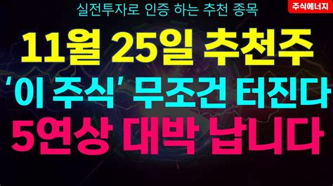 11월 25일 추천주 이 주식 무조건 터진다 5연상 대박 납니다 네옴시티 네옴시티관련주 추천종목 단타 급등주 추천 Youtube