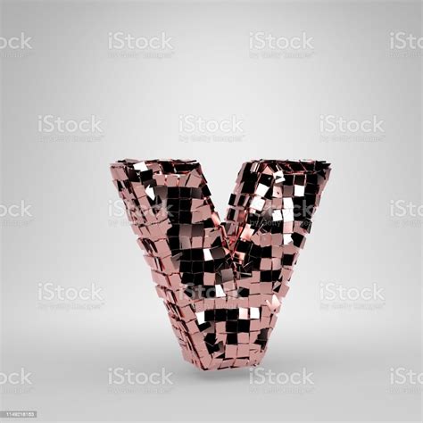 로즈 골드 디스코 공 소문자 V 흰색 배경에 고립 3d 렌더링 알파벳입니다 나이트클럽에 대한 스톡 사진 및 기타 이미지 나이트클럽 3차원 형태 구 Istock