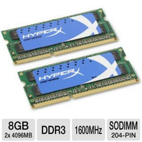 Kingston HyperX GENESIS 8GB 2 X 4GB Kit 204 Pin DDR3 SODIMM DDR3 1600 PC3 12800 Laptop