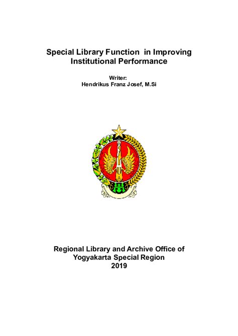 Doc Special Library Function In Improving Institutional Performance