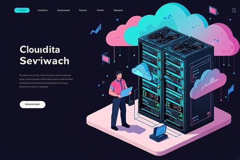 Cloud Data Tech Service Isometric Landing Page Premium Ai Generated Image
