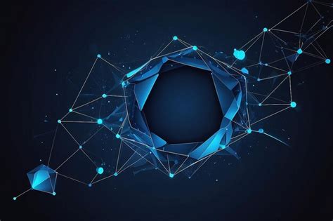 Premium Photo Abstract Futuristic Molecules Technology With Polygonal Shapes On Dark Blue