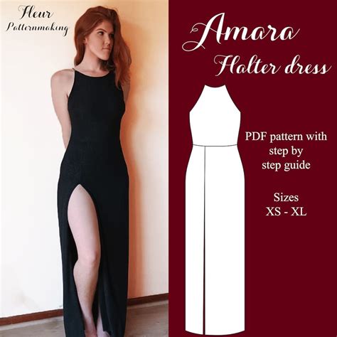 Amara Halter Neck Dress Sizes Xs Xl Instant Download A4 Pdf Sewing